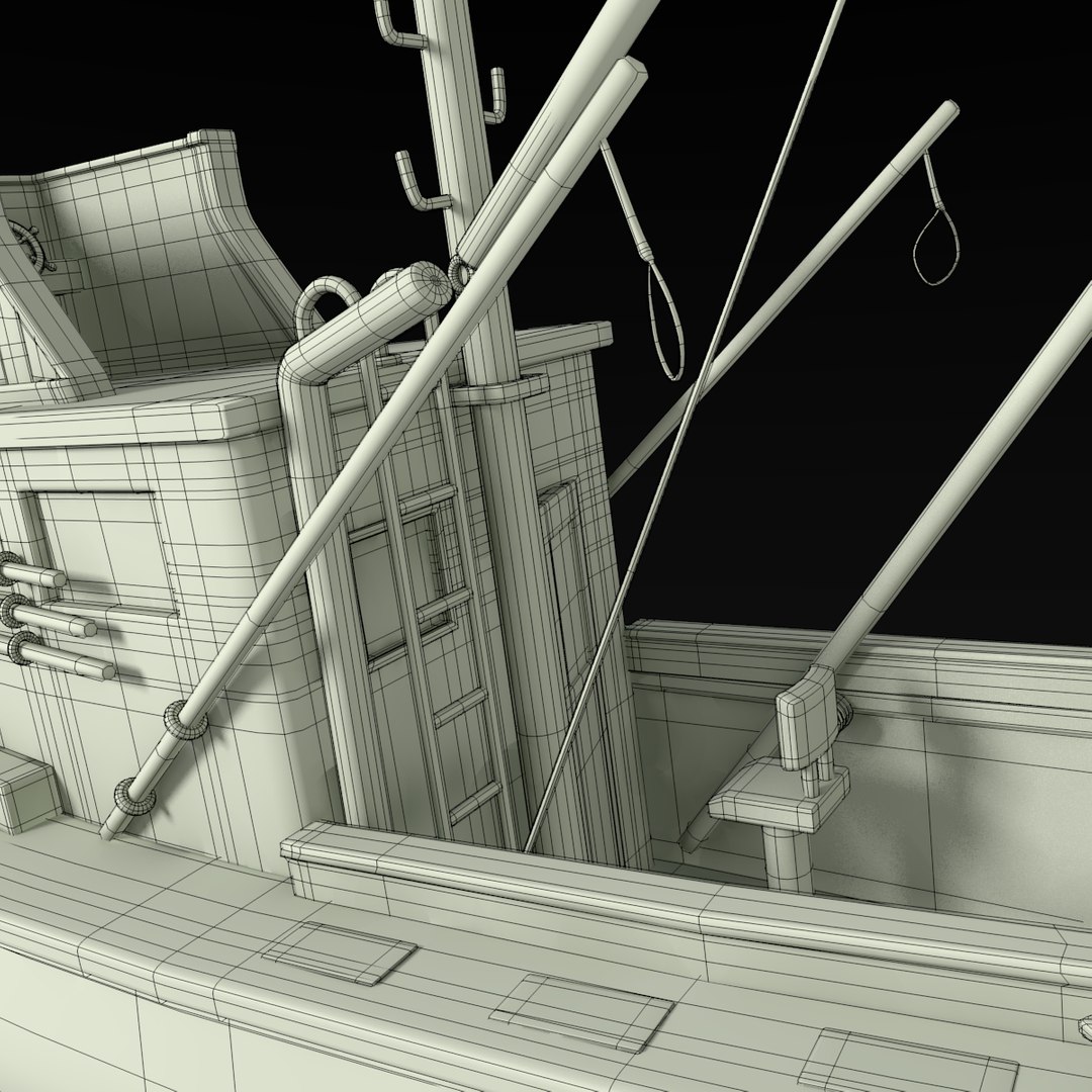 Wooden Fishing Boat 3d 3ds