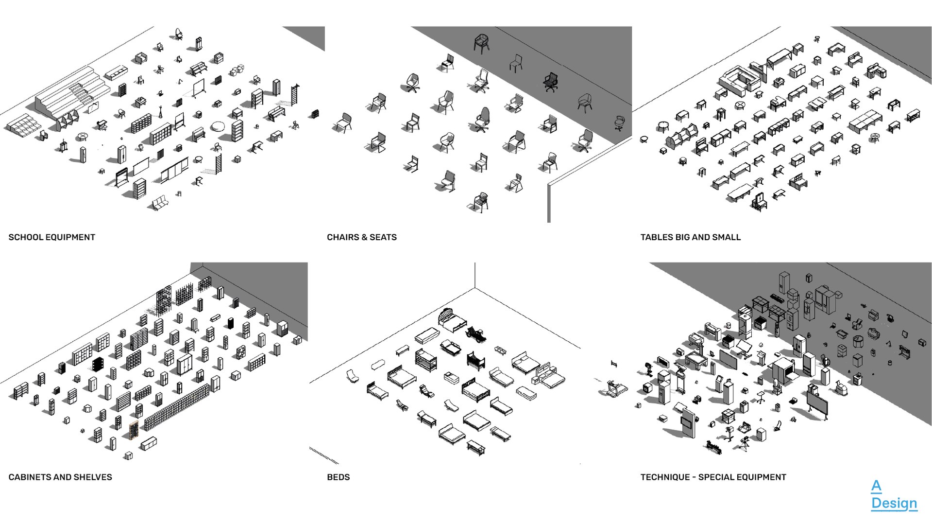3D Model 23 Large Family Packs - Revit Families - 1006 Families In ...