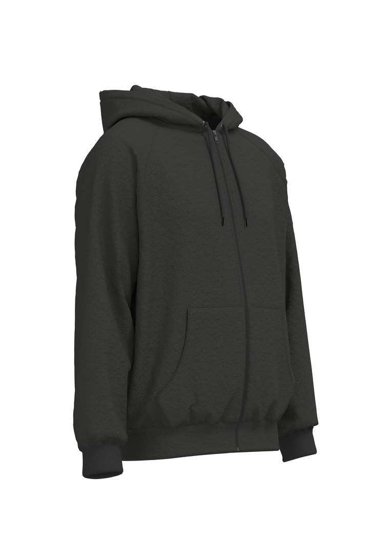 Male Raglan Zipper Hoodie Model - TurboSquid 2152899