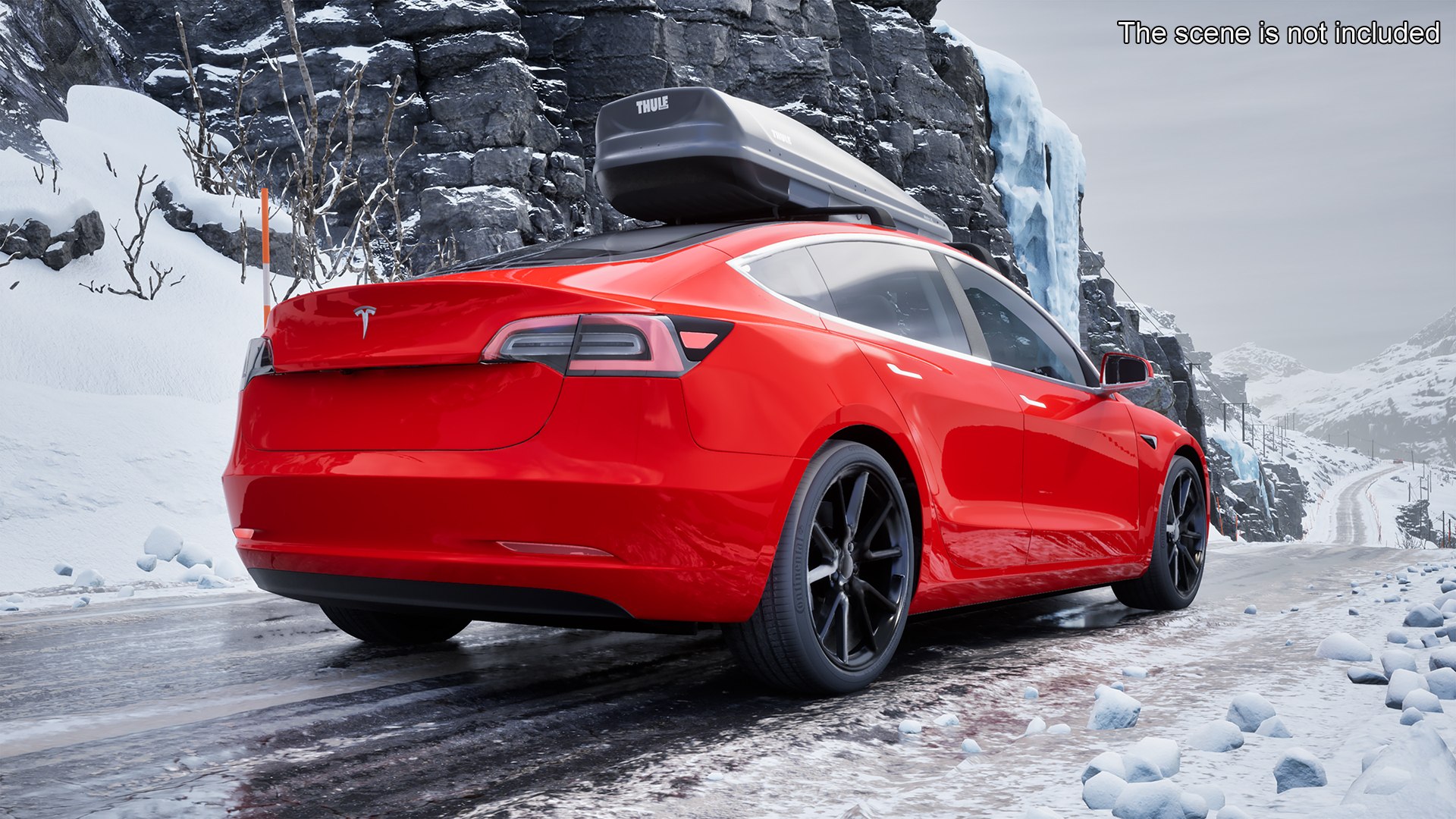 3D Tesla with Thule Car Roofbox on Roof Rack Rigged model - TurboSquid ...