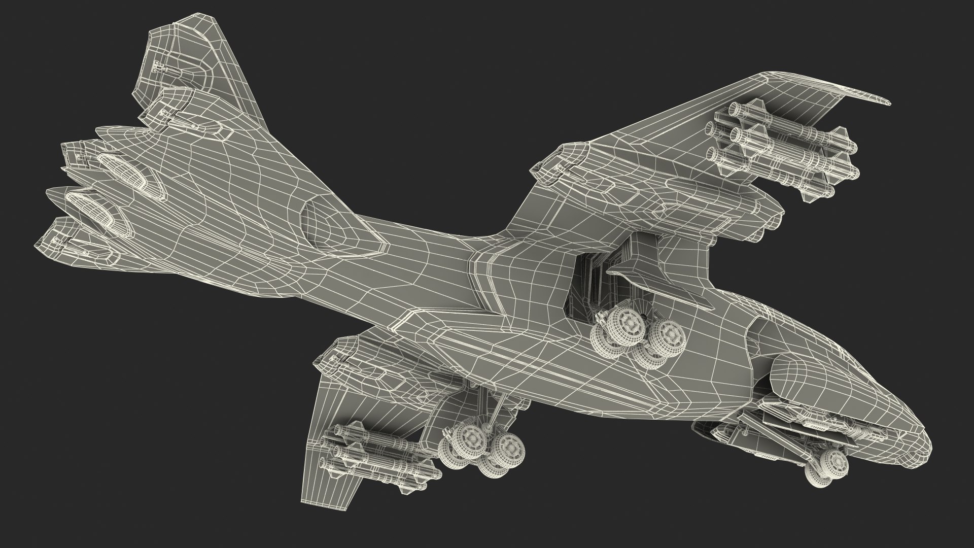 3D Damaged Sci Fi Fighter Jet With Weapon And Chassis - TurboSquid 2302745