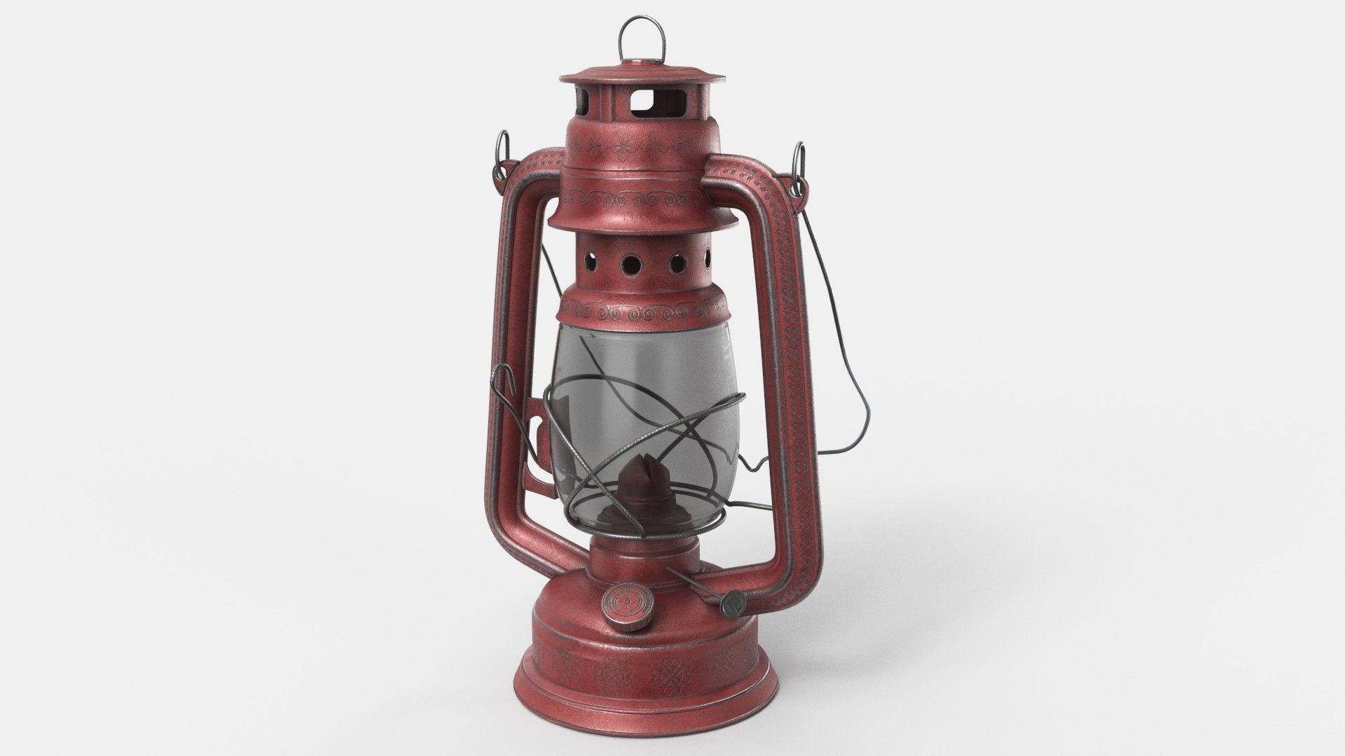 3D Rustic Kerosene Lantern Painted Steel Red - PBR model - TurboSquid 2159057