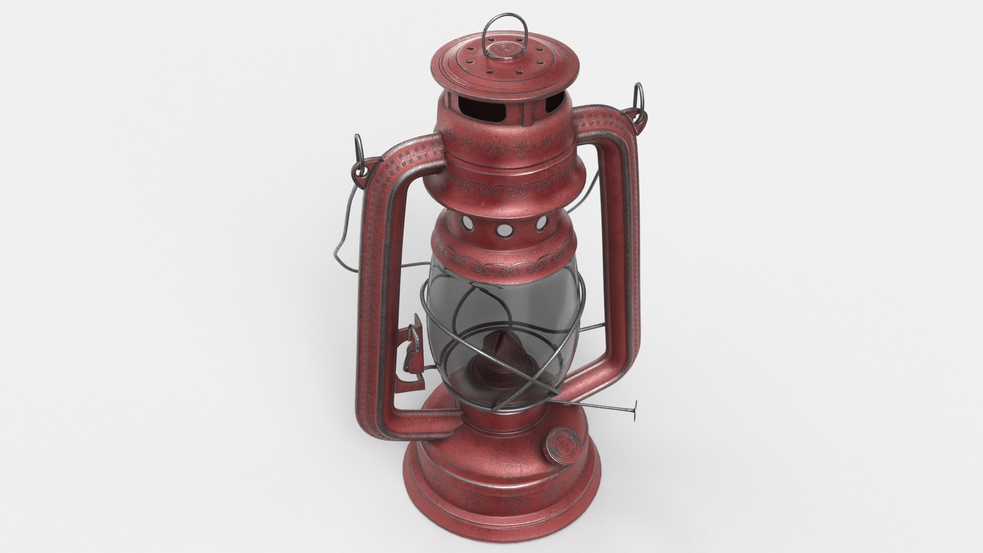 3D Rustic Kerosene Lantern Painted Steel Red - PBR model - TurboSquid 2159057