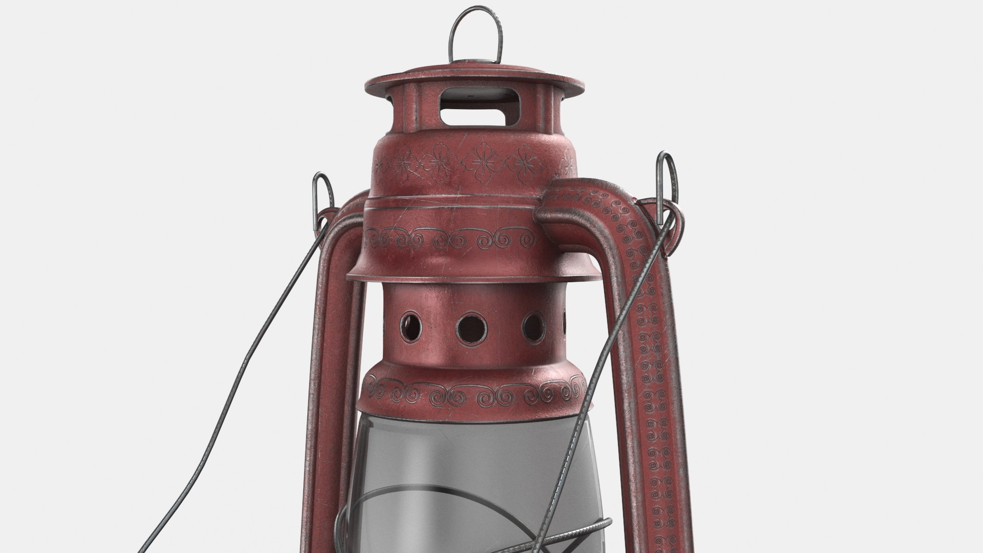 3D Rustic Kerosene Lantern Painted Steel Red - PBR model - TurboSquid 2159057