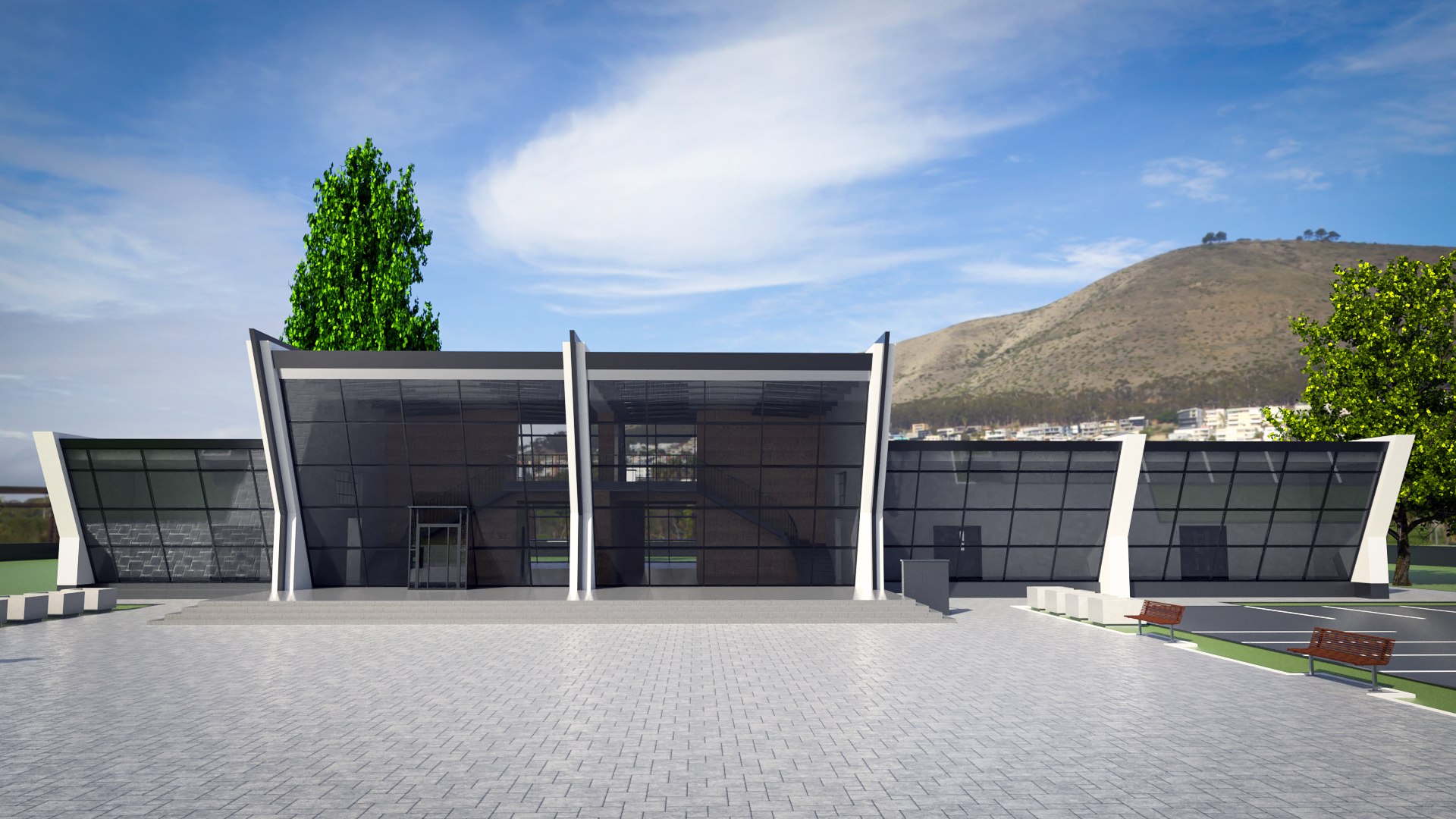 3D conference centre building structure - TurboSquid 1536218