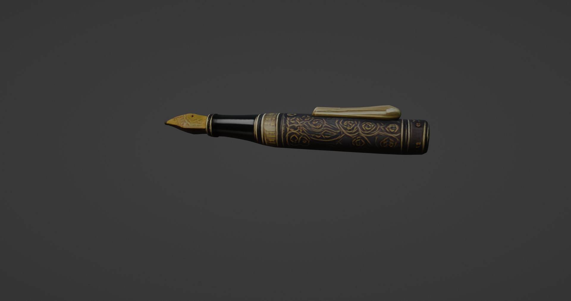3D Luxury Fountain Pen - Gold And Black Edition - TurboSquid 2352851