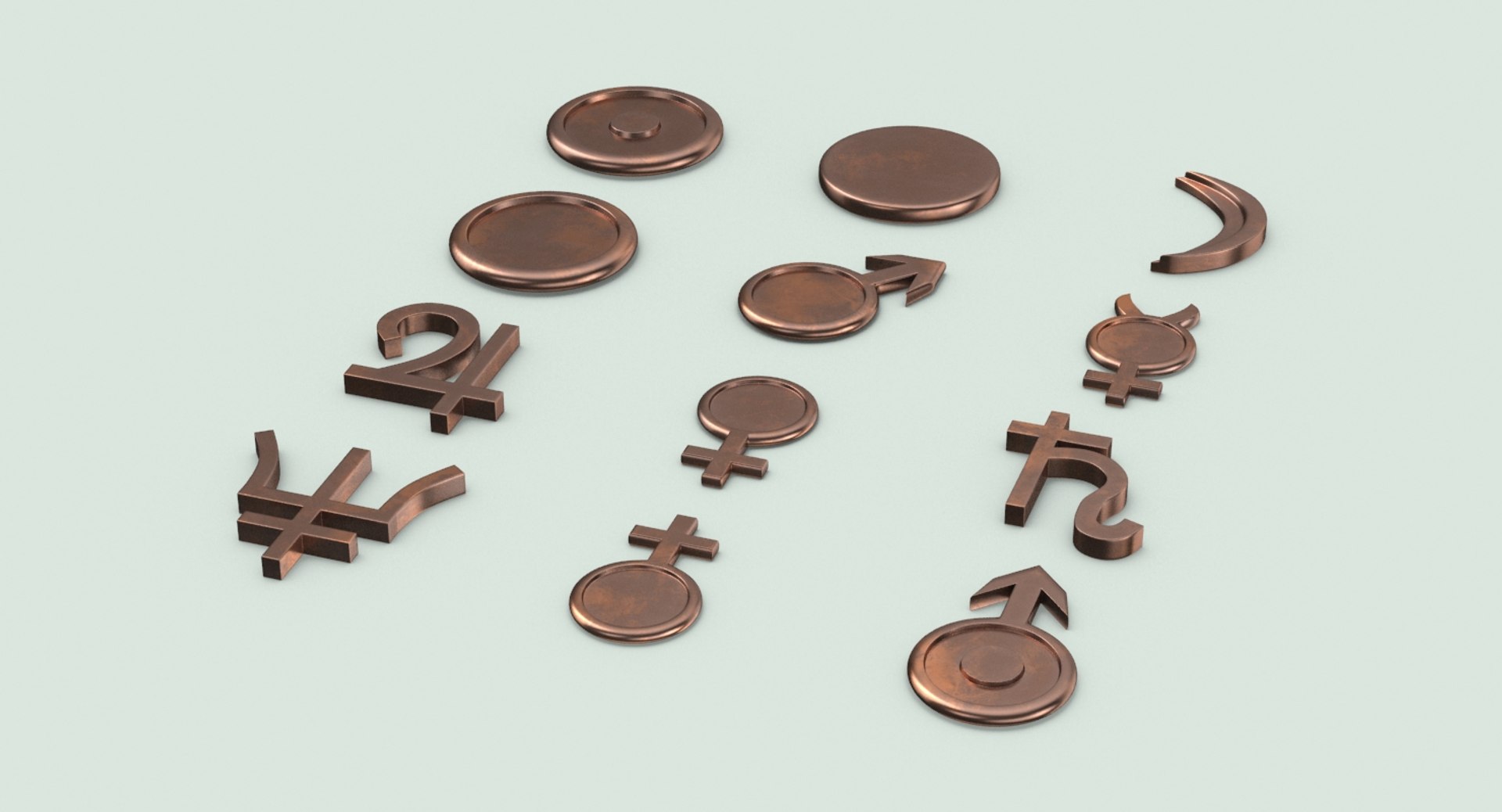 Astrological Symbols Copper Model - TurboSquid 1351649