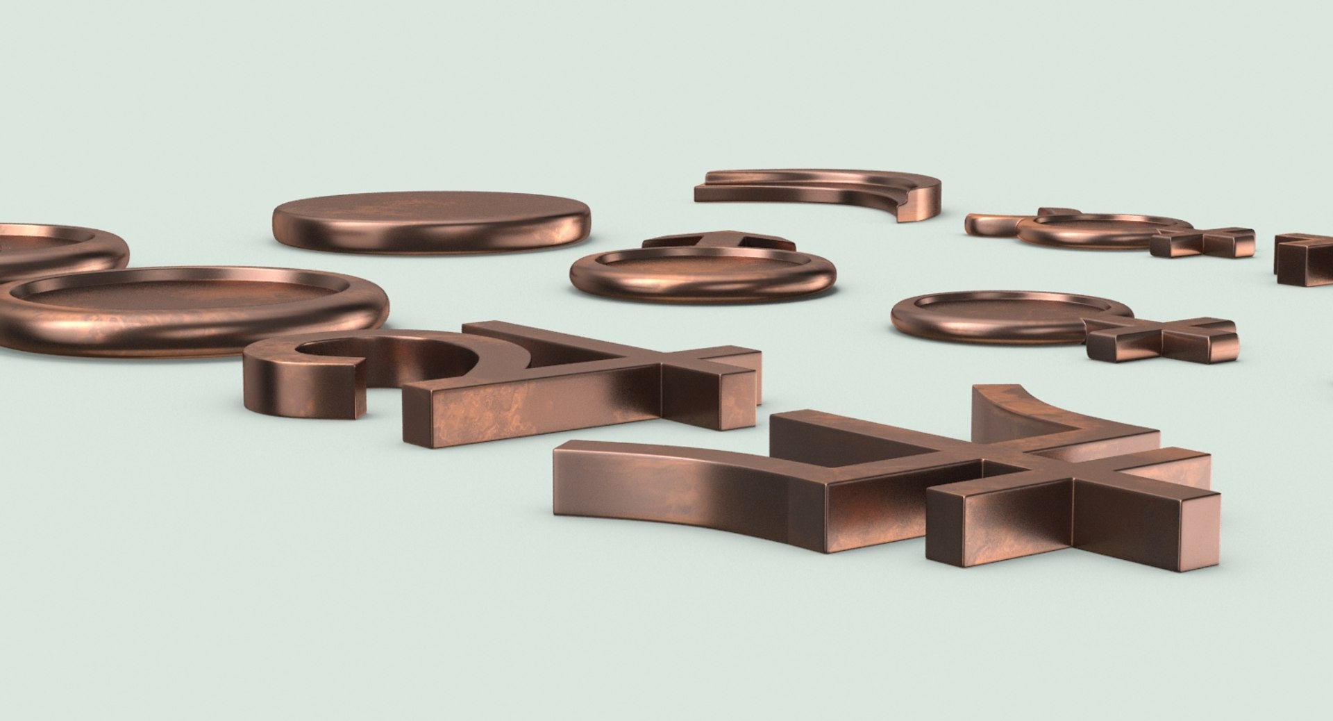 Astrological Symbols Copper Model - TurboSquid 1351649