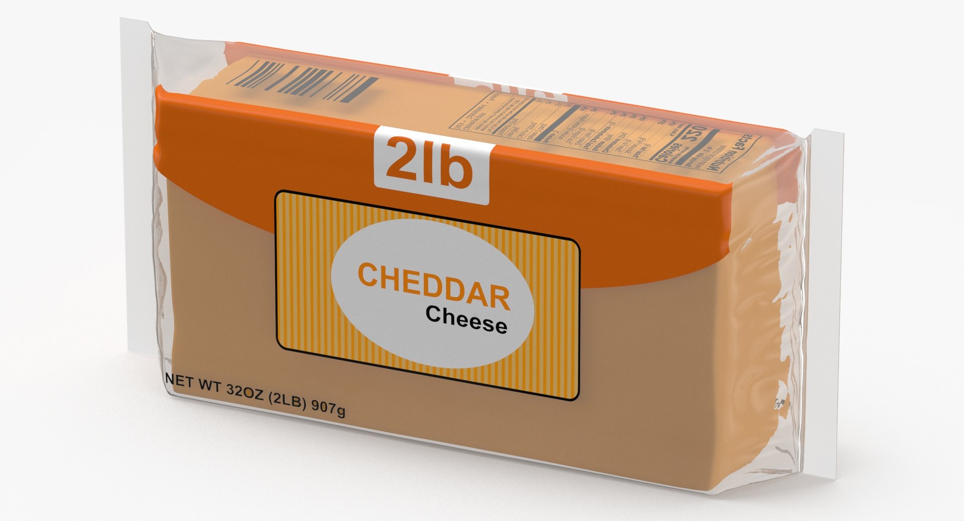 3D Model Block Cheese 2lbs Blank And Generic Label - TurboSquid 2002616