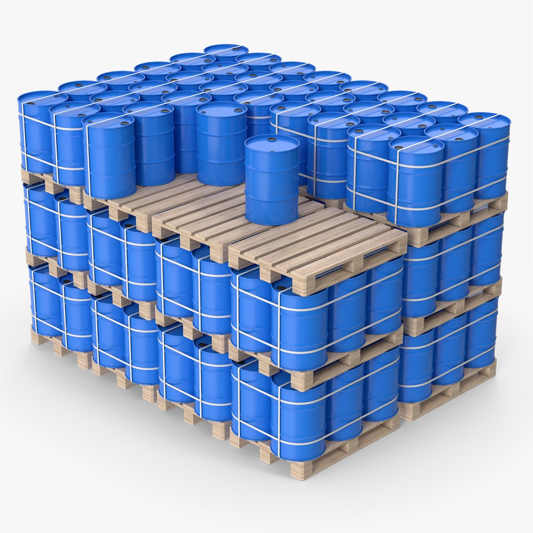 Stacked Barrels On Pallets 3D model - TurboSquid 2063817