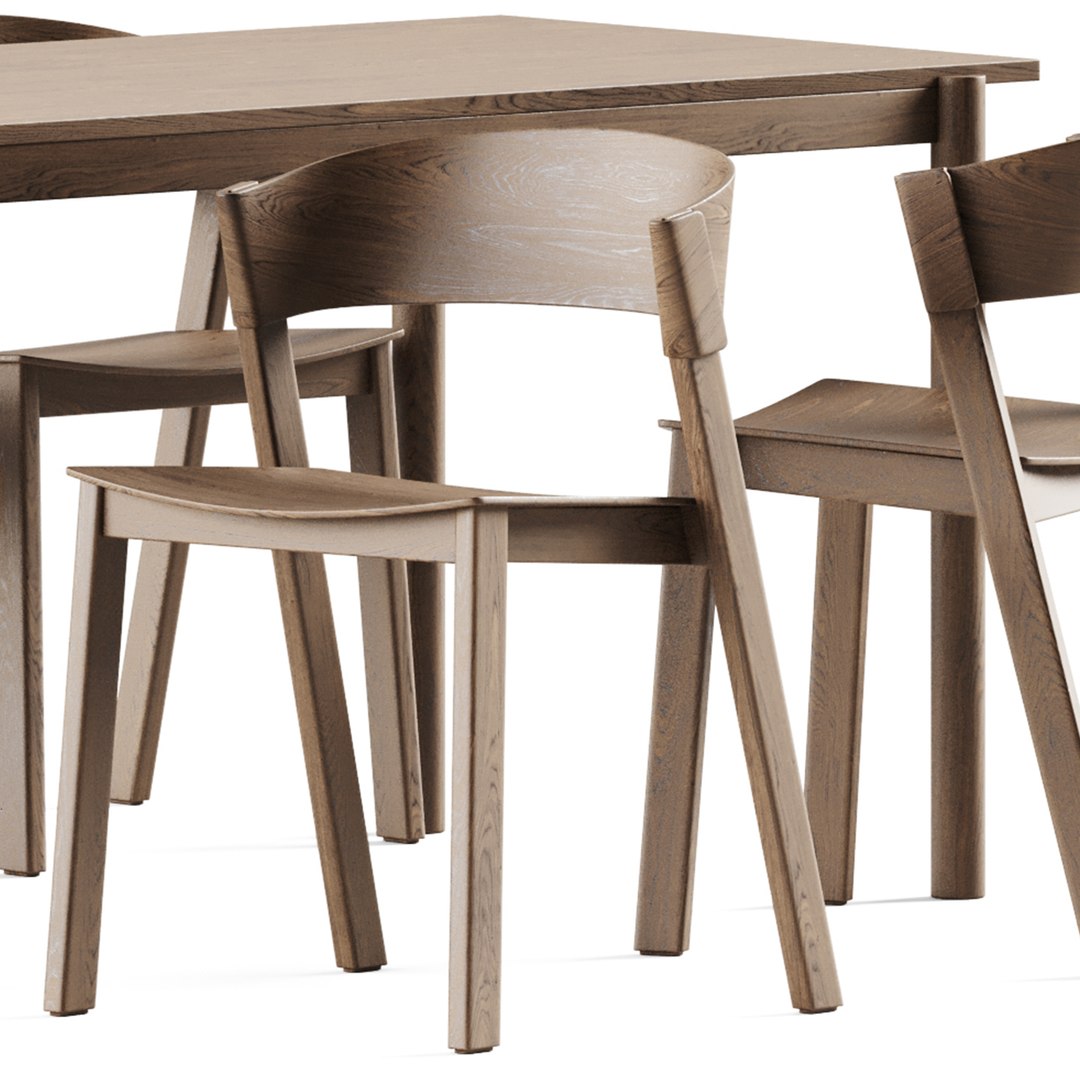 Linear Wood Table And Cover Side Chair By Muuto 3D Model - TurboSquid 2056293
