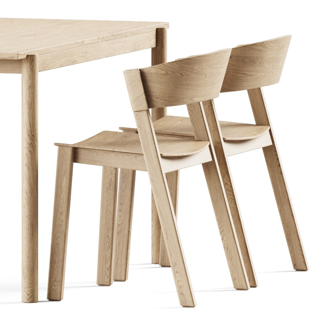Linear Wood Table And Cover Side Chair By Muuto 3D Model - TurboSquid 2056293