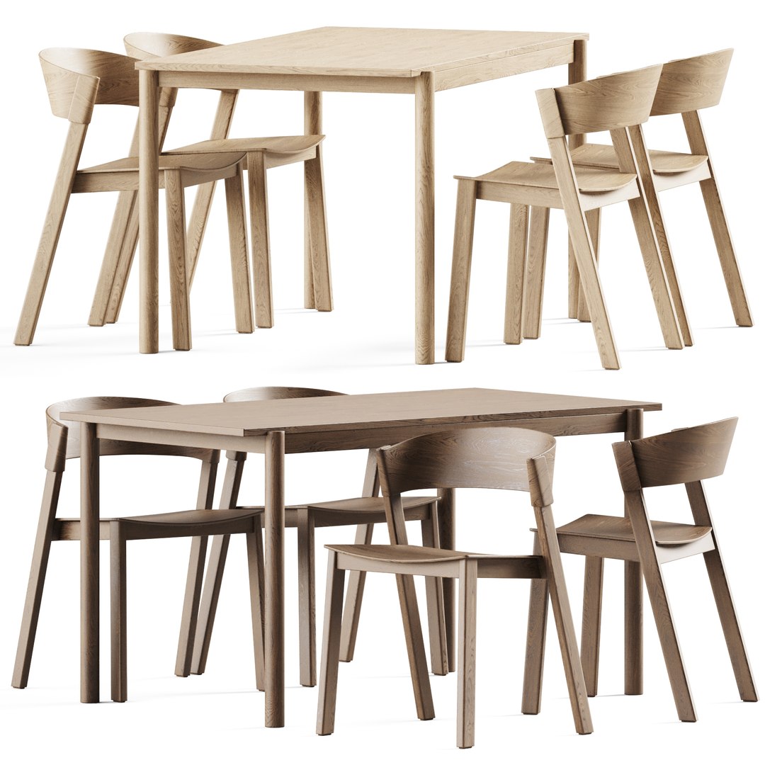 Linear Wood Table And Cover Side Chair By Muuto 3D Model - TurboSquid ...