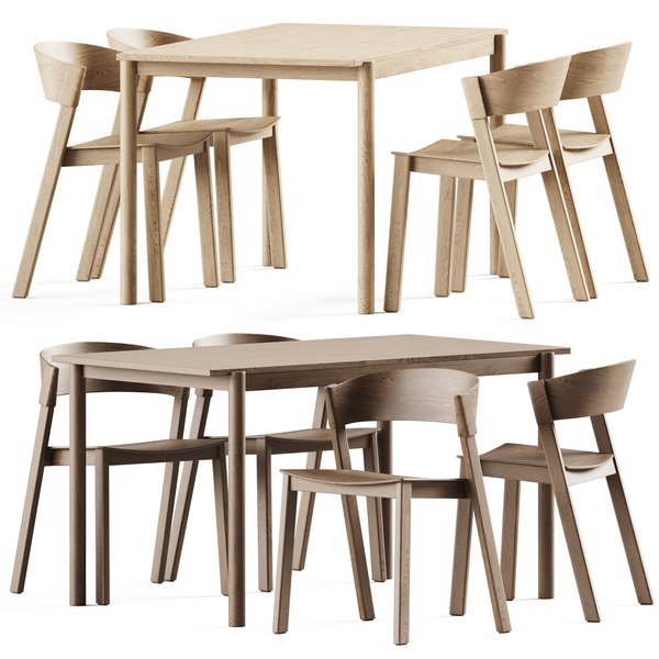 modelo 3d Linear Wood Table and Cover Side Chair by Muuto - TurboSquid 2056293