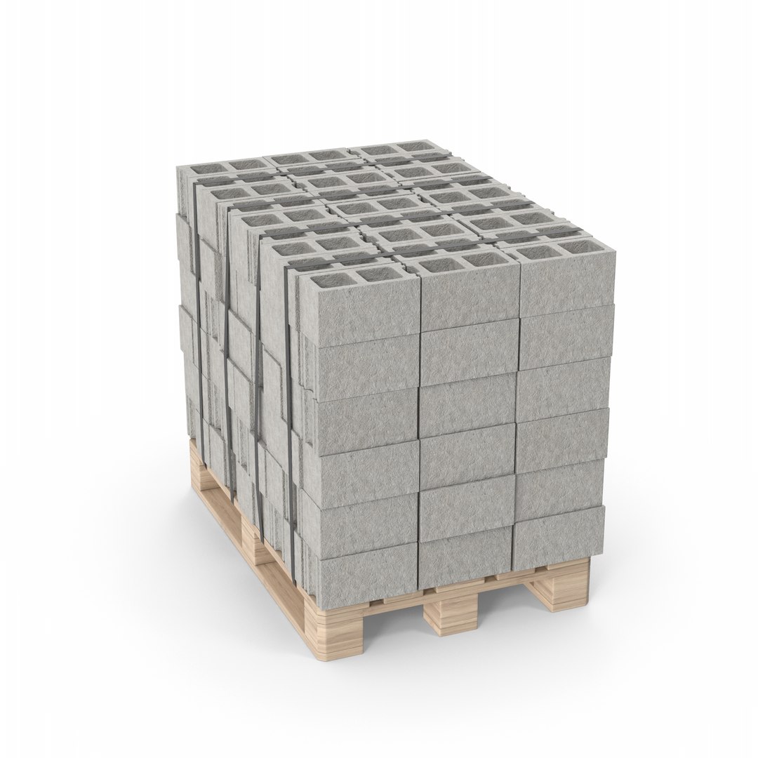 3D Cinder Blocks On Wooden Pallet - TurboSquid 1989632