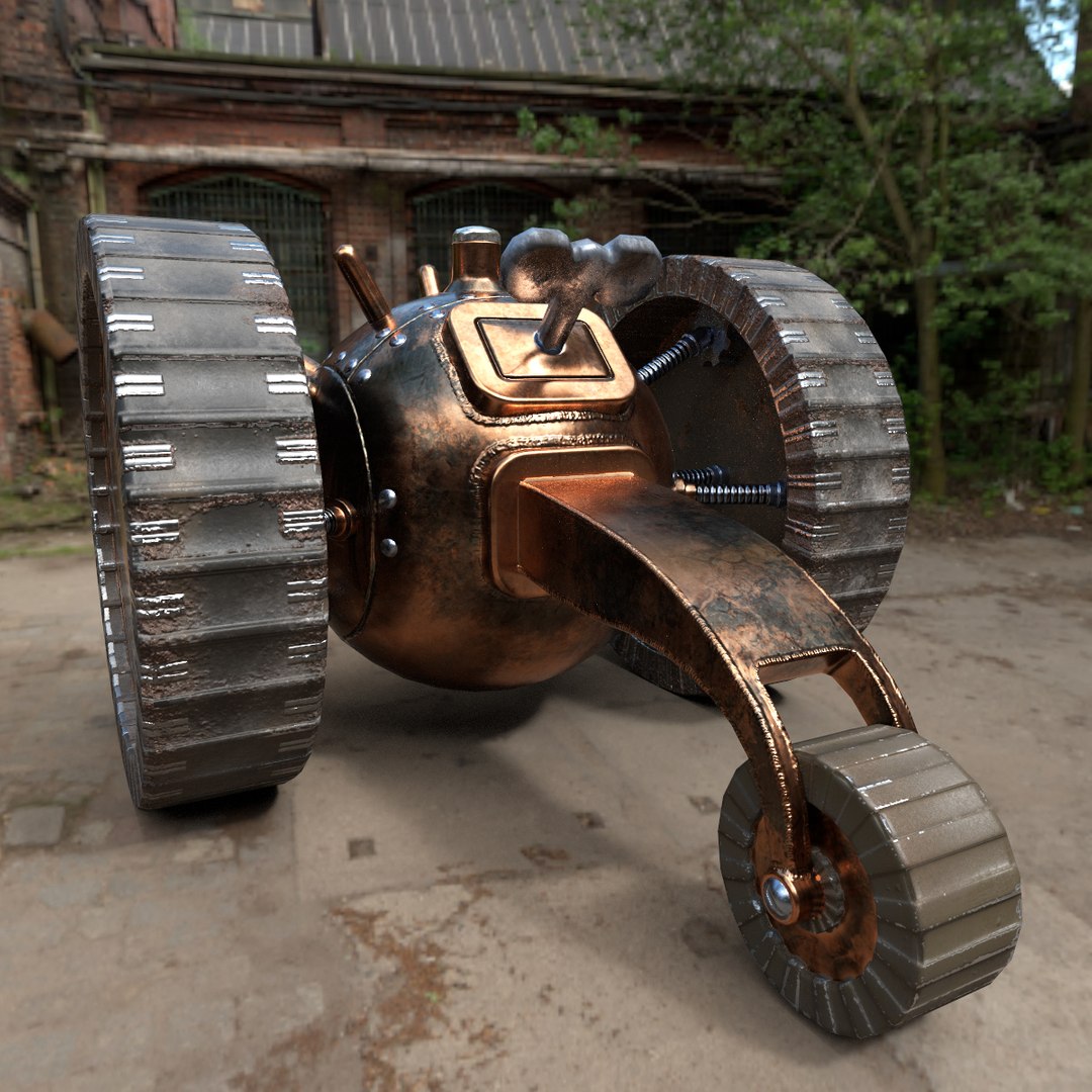3D Steampunk Wheelmine Model - TurboSquid 1239874