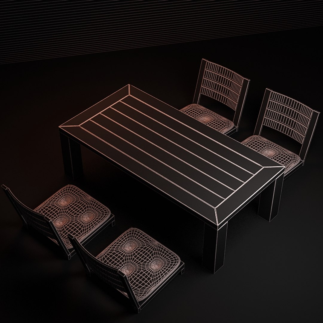 3d Traditional Table Chairs Model