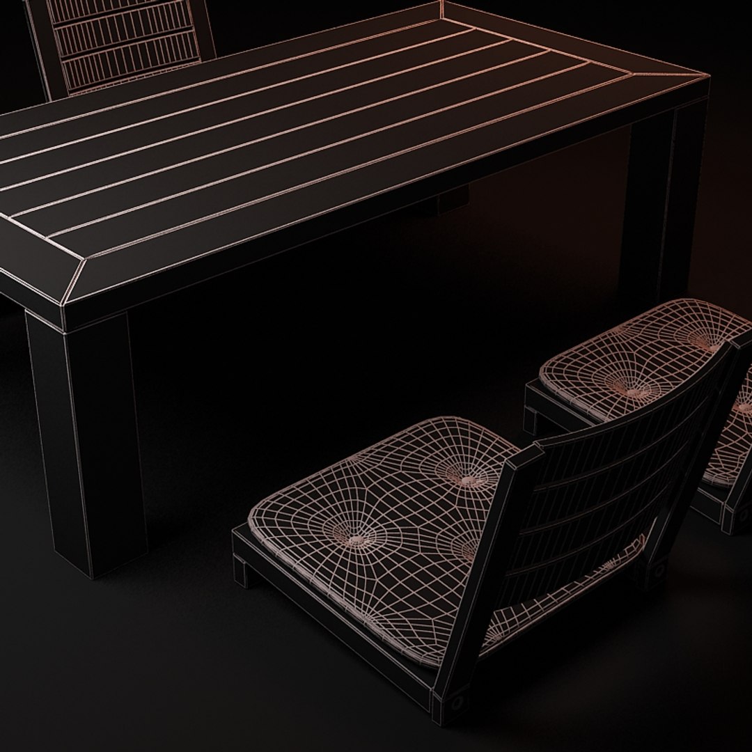 3d Traditional Table Chairs Model