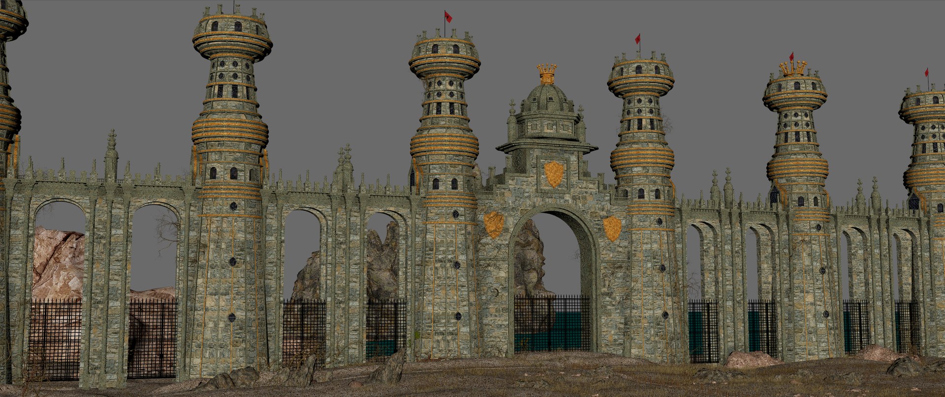 Fantasy Ancient Wall Gate 3D - TurboSquid 2235159