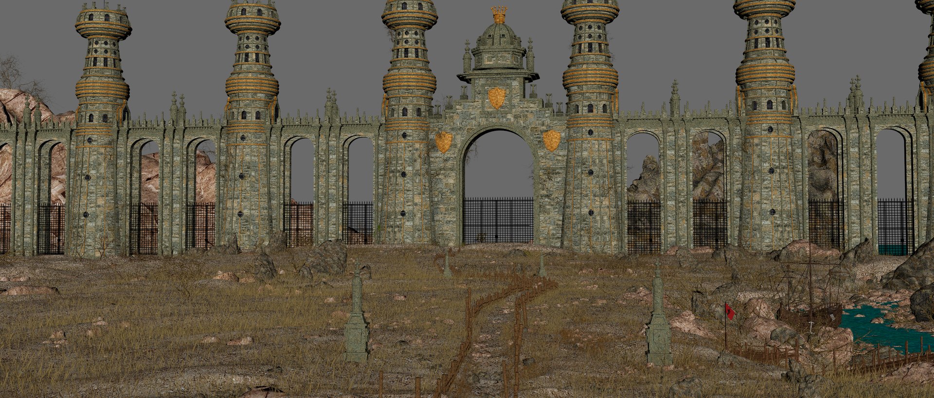 Fantasy Ancient Wall Gate 3D - TurboSquid 2235159