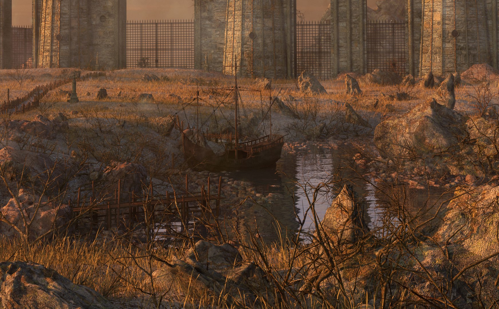 Fantasy Ancient Wall Gate 3D - TurboSquid 2235159