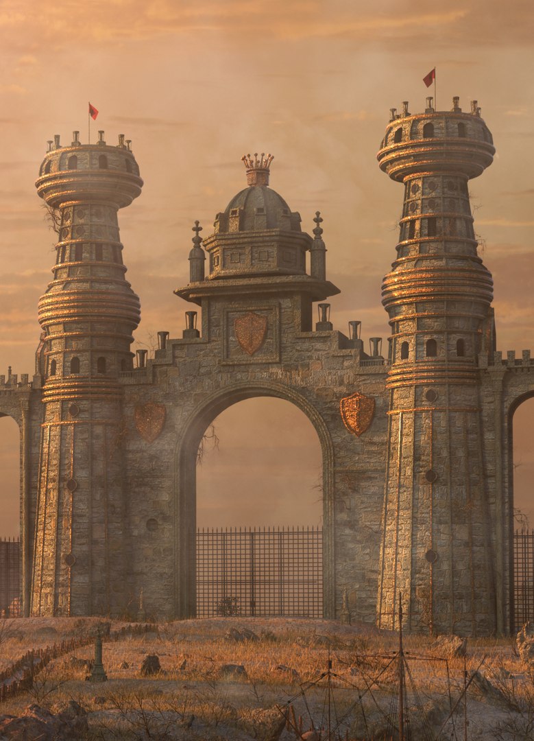 Fantasy Ancient Wall Gate 3D - TurboSquid 2235159