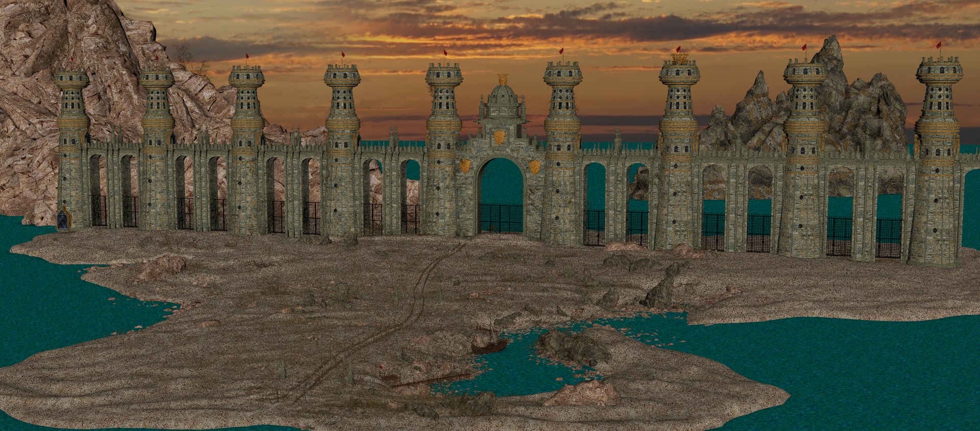 Fantasy Ancient Wall Gate 3D - TurboSquid 2235159