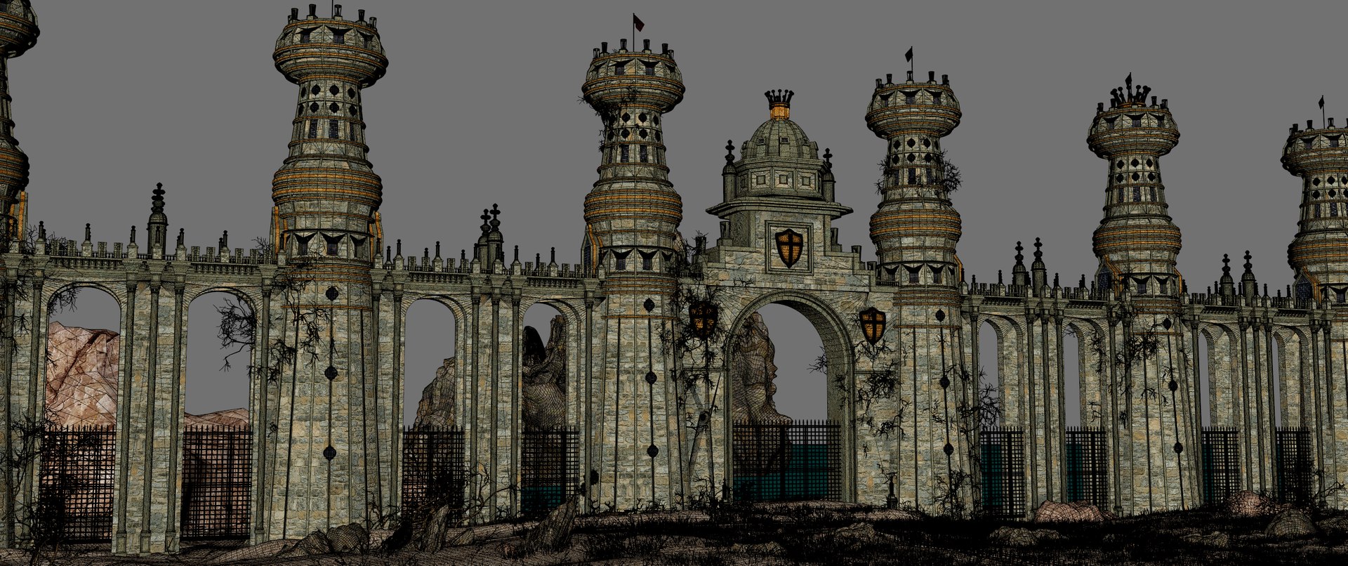 Fantasy Ancient Wall Gate 3D - TurboSquid 2235159