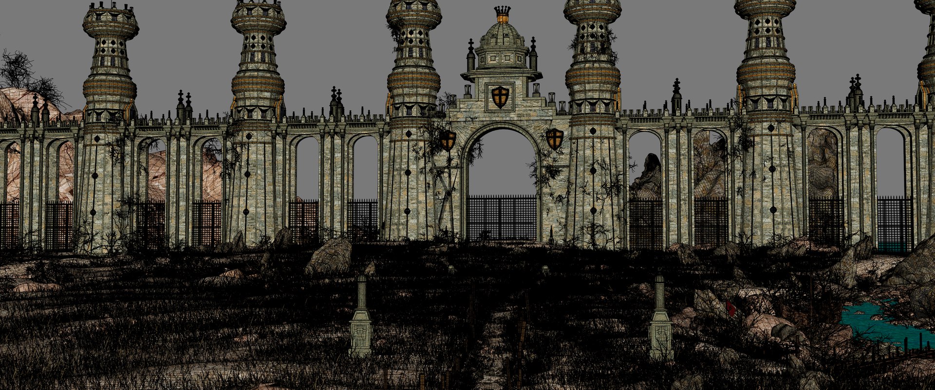 Fantasy Ancient Wall Gate 3D - TurboSquid 2235159