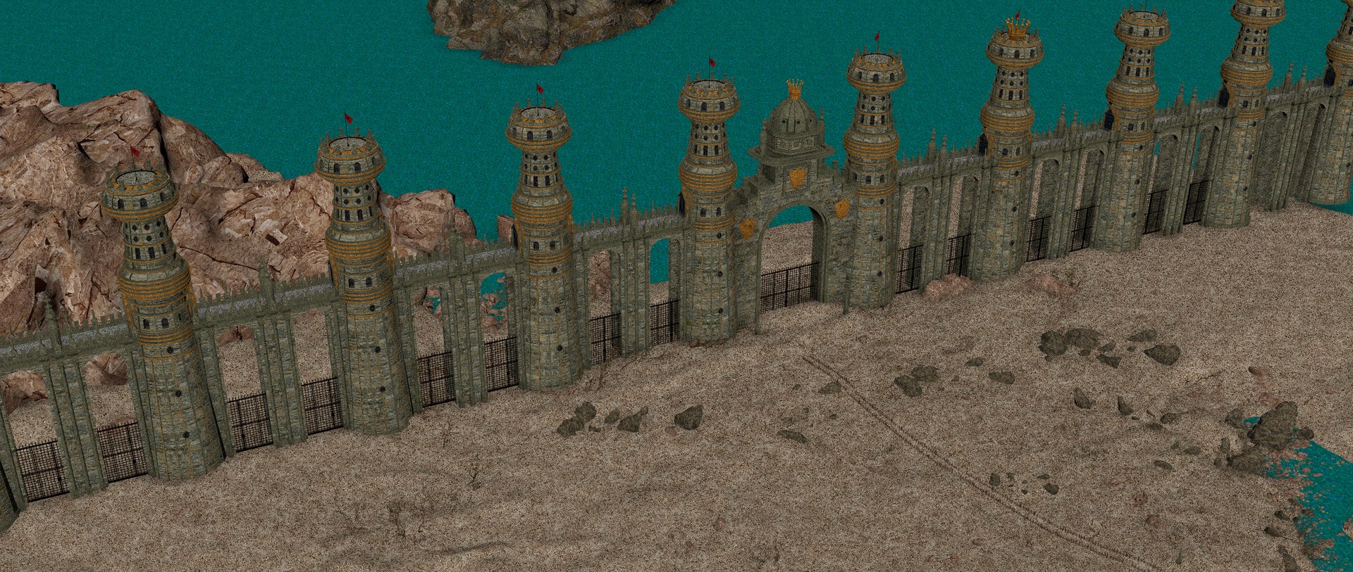Fantasy Ancient Wall Gate 3D - TurboSquid 2235159
