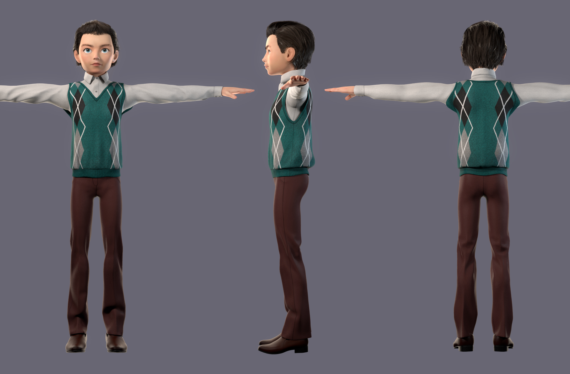 Cartoon men with binding 3D model - TurboSquid 1833692