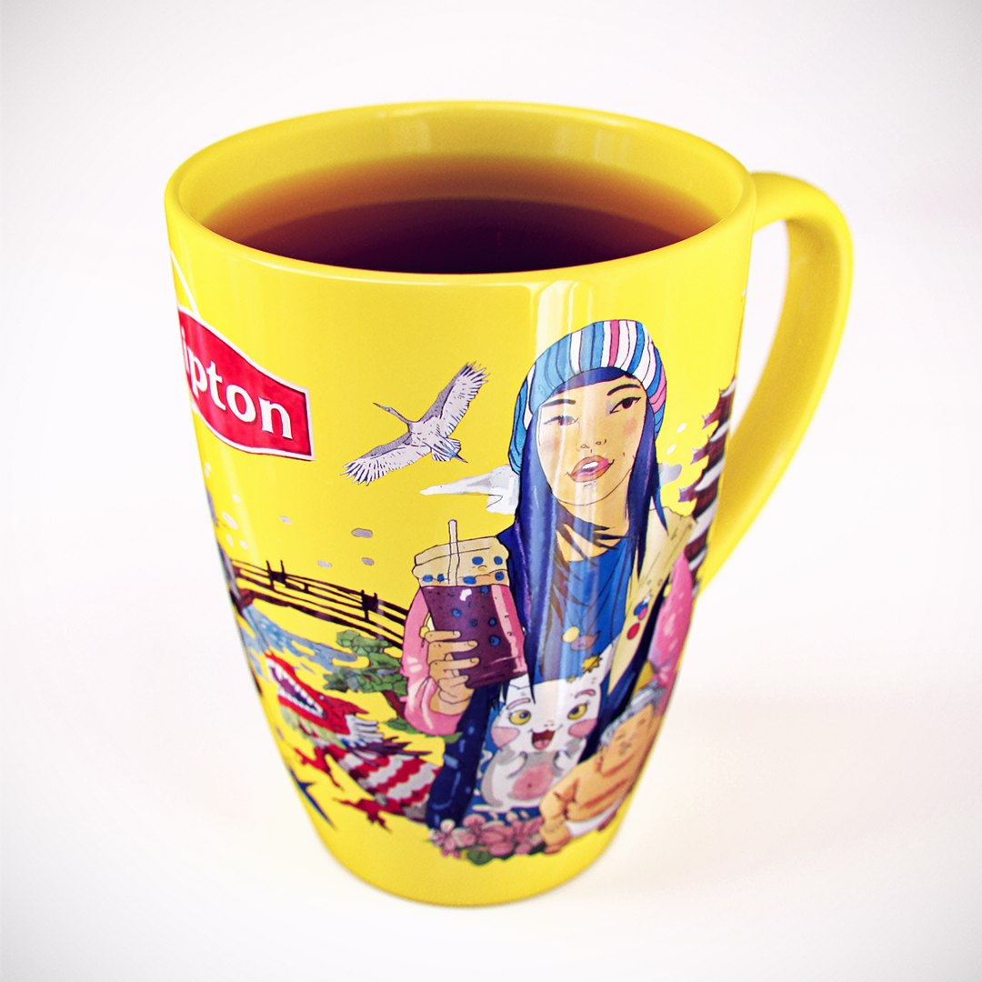 3d japanese lipton cup tea model