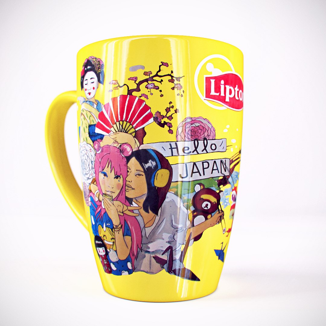 3d japanese lipton cup tea model