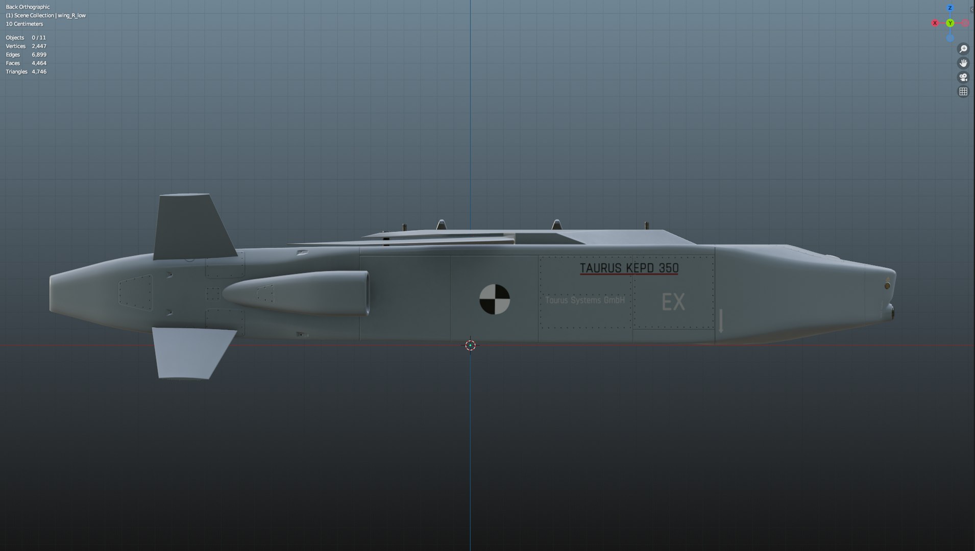 Taurus KEPD 350 Air-launched Cruise Missile Gray Color Low-poly Model ...