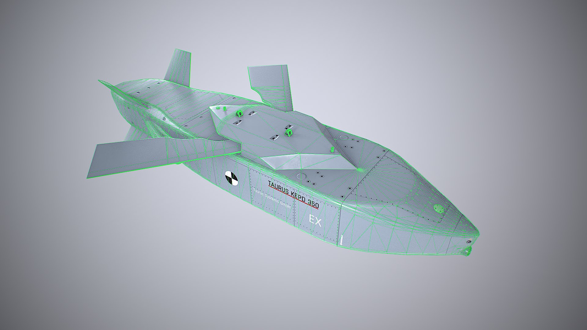 Taurus KEPD 350 Air-launched Cruise Missile Gray Color Low-poly Model ...