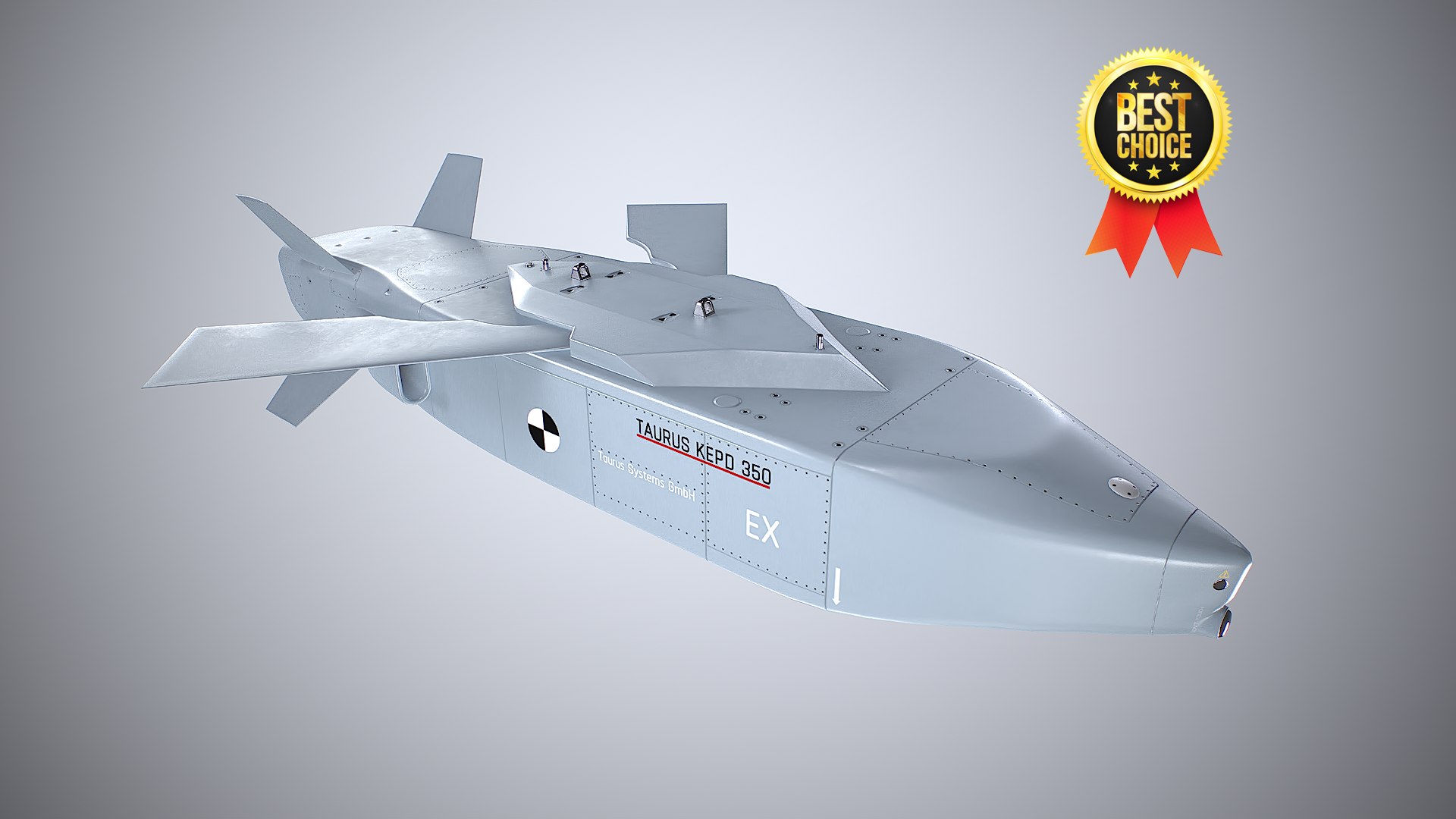 Taurus KEPD 350 Air-launched Cruise Missile Gray Color Low-poly Model ...