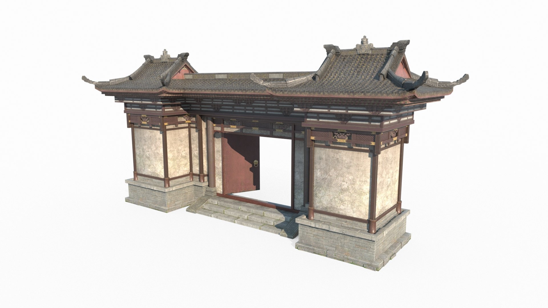 3D Gate of ancient Asian architecture - TurboSquid 2067541