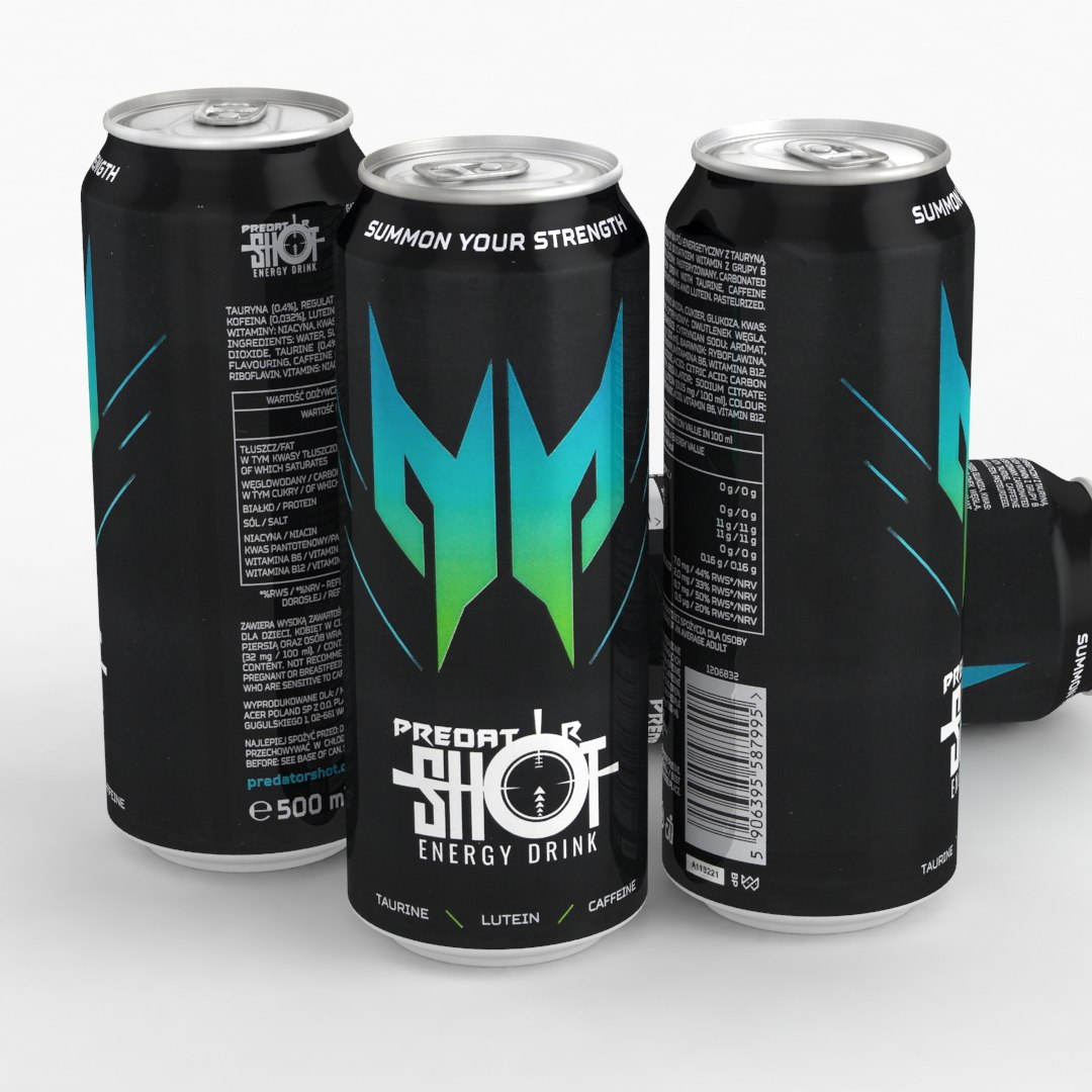 Beverage Can Predator Shot Energy Drink 500ml 2021 3D model ...
