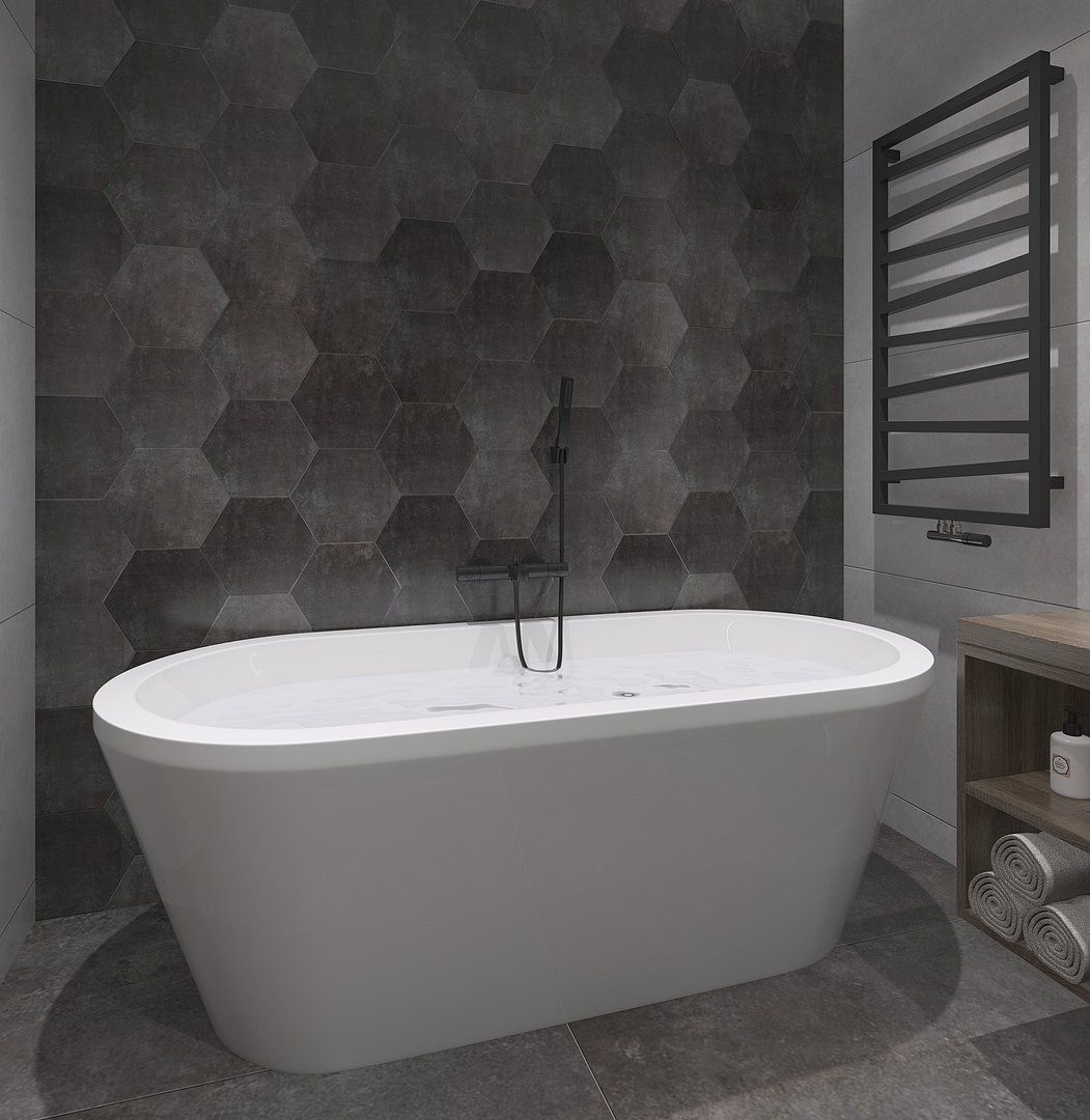 3D Model Bathroom With Gray Decorative Tiles - TurboSquid 1940274