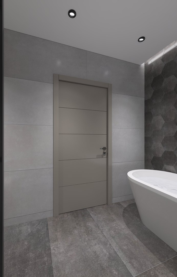 3D Model Bathroom With Gray Decorative Tiles - TurboSquid 1940274