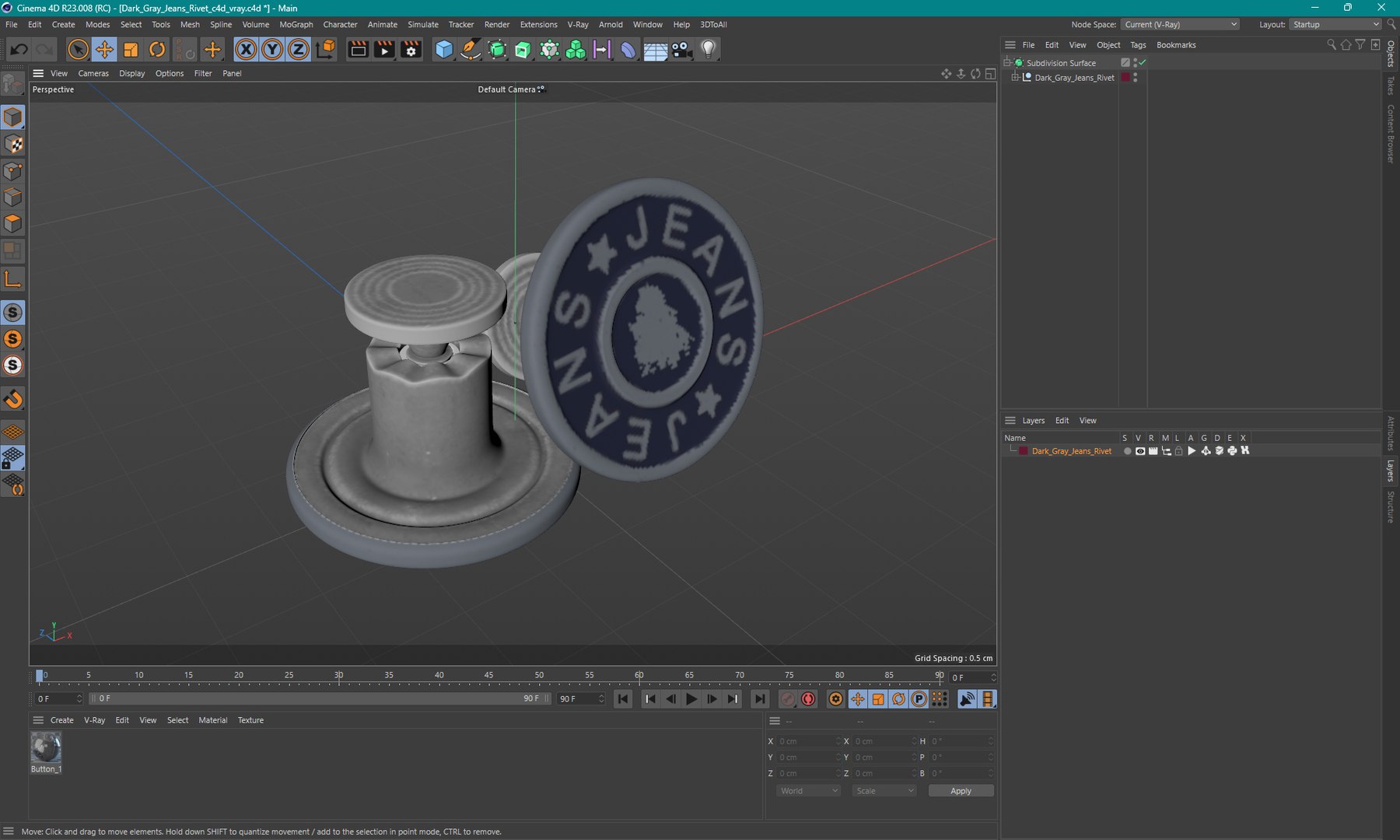 Dark Gray Jeans Rivet 3D Model - TurboSquid 2389890