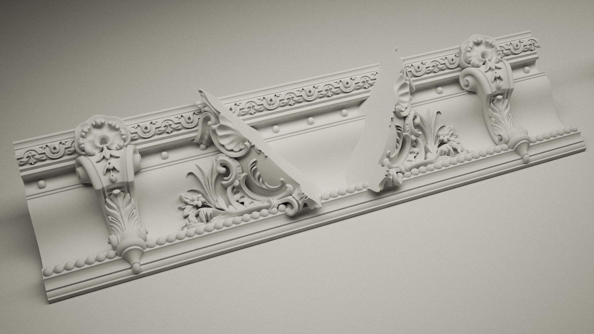 LARGE VICTORIAN CORNICE BAROQUE GYPSUM FOR CNC FABRICATION model ...