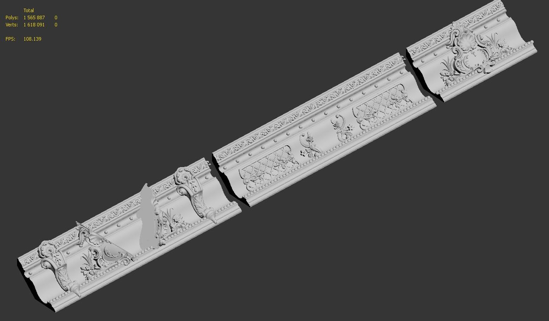 LARGE VICTORIAN CORNICE BAROQUE GYPSUM FOR CNC FABRICATION model ...
