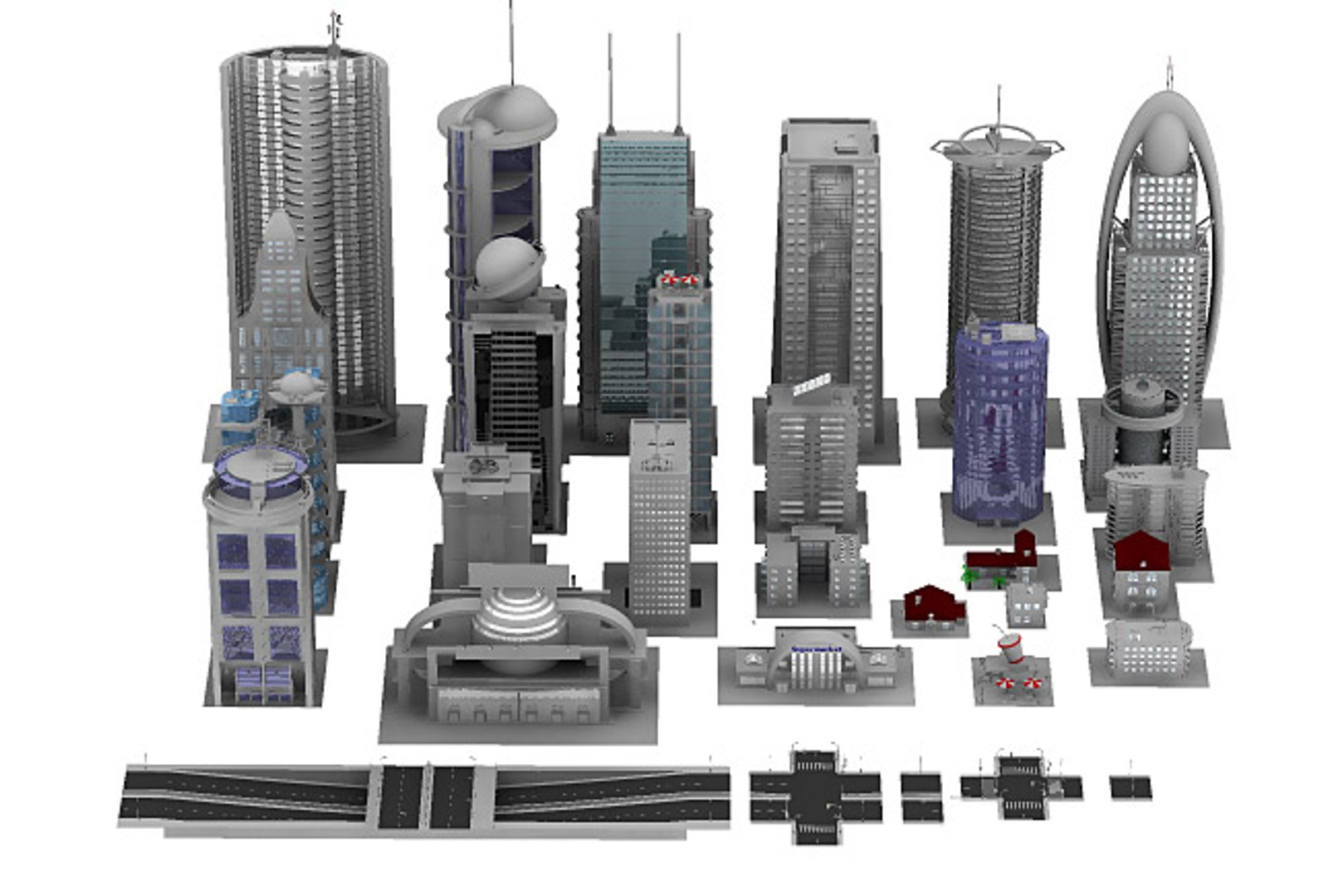 Buildings Parts 3d Obj