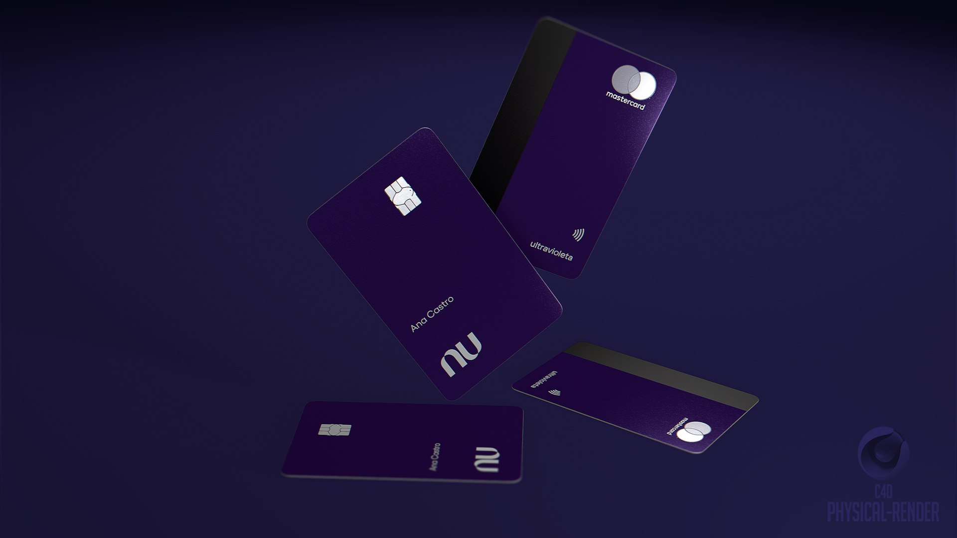 3D Nubank Ultraviolet Mastercard Black Credit Card - TurboSquid 2141794