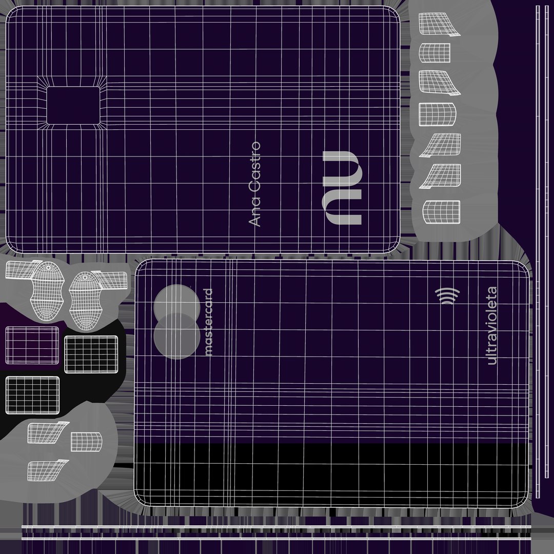 3D Nubank Ultraviolet Mastercard Black Credit Card - TurboSquid 2141794