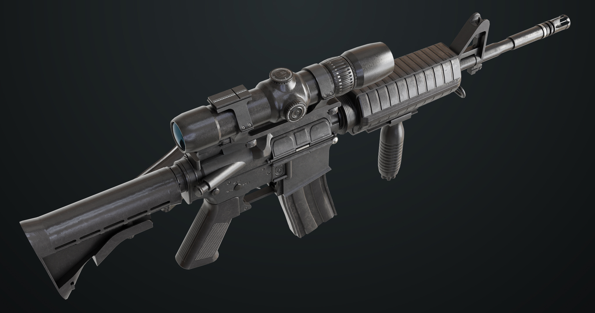 modelo 3d Machine Gun 09 Black Todas las texturas PBR Unity UE ...