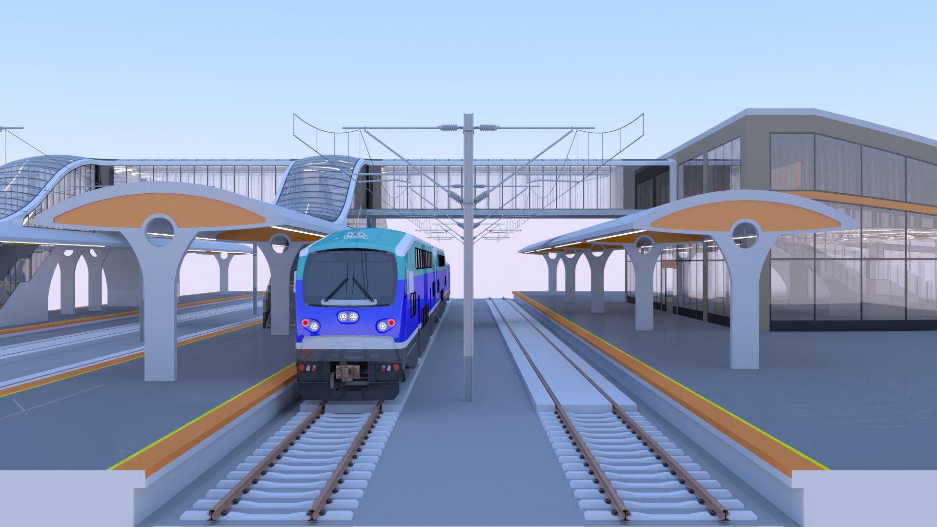 3D Model Stations With BiLevel Train - TurboSquid 2313345