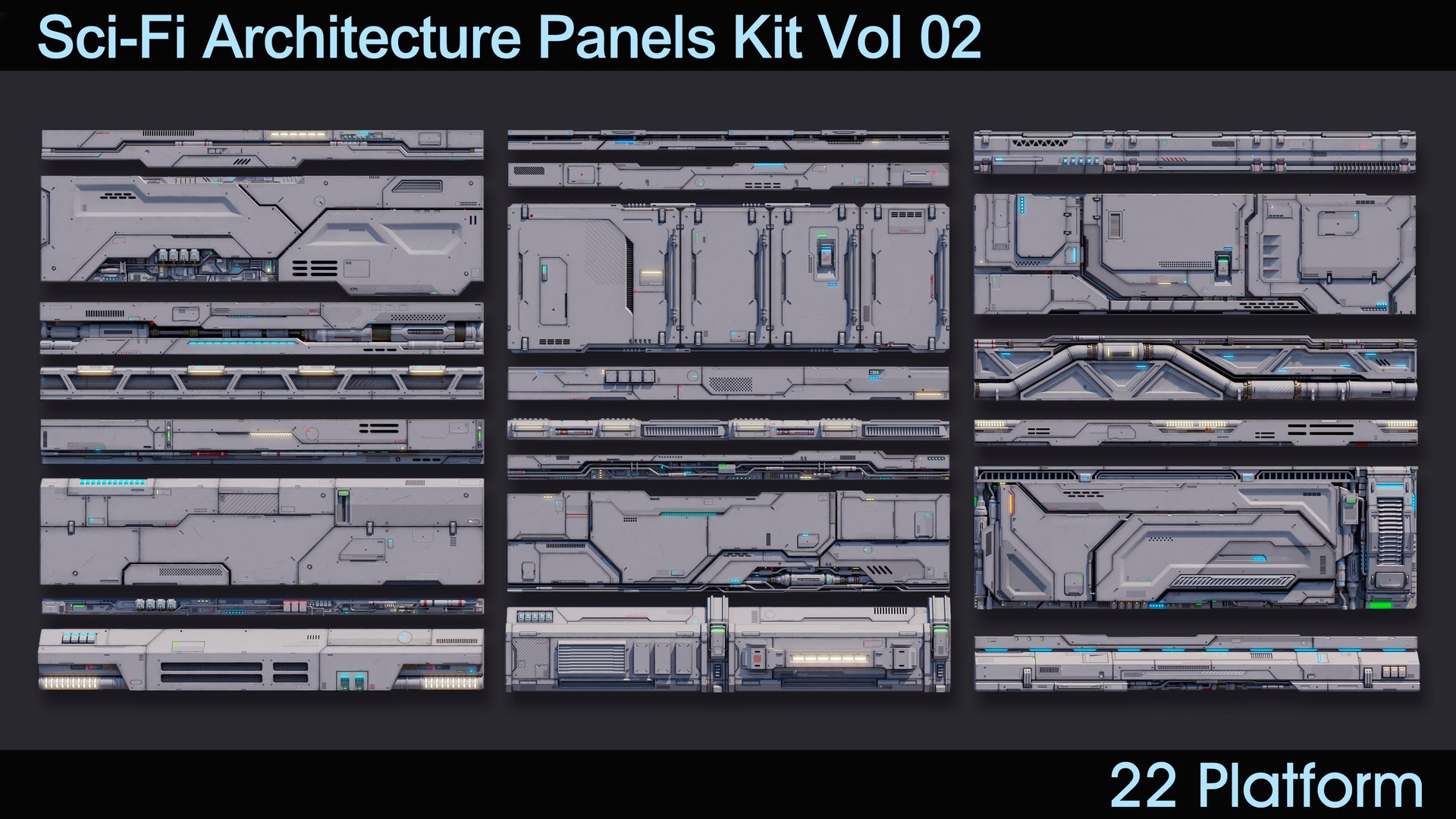 Sci-Fi Architecture Panels Pack Vol 02 Model - TurboSquid 1960935