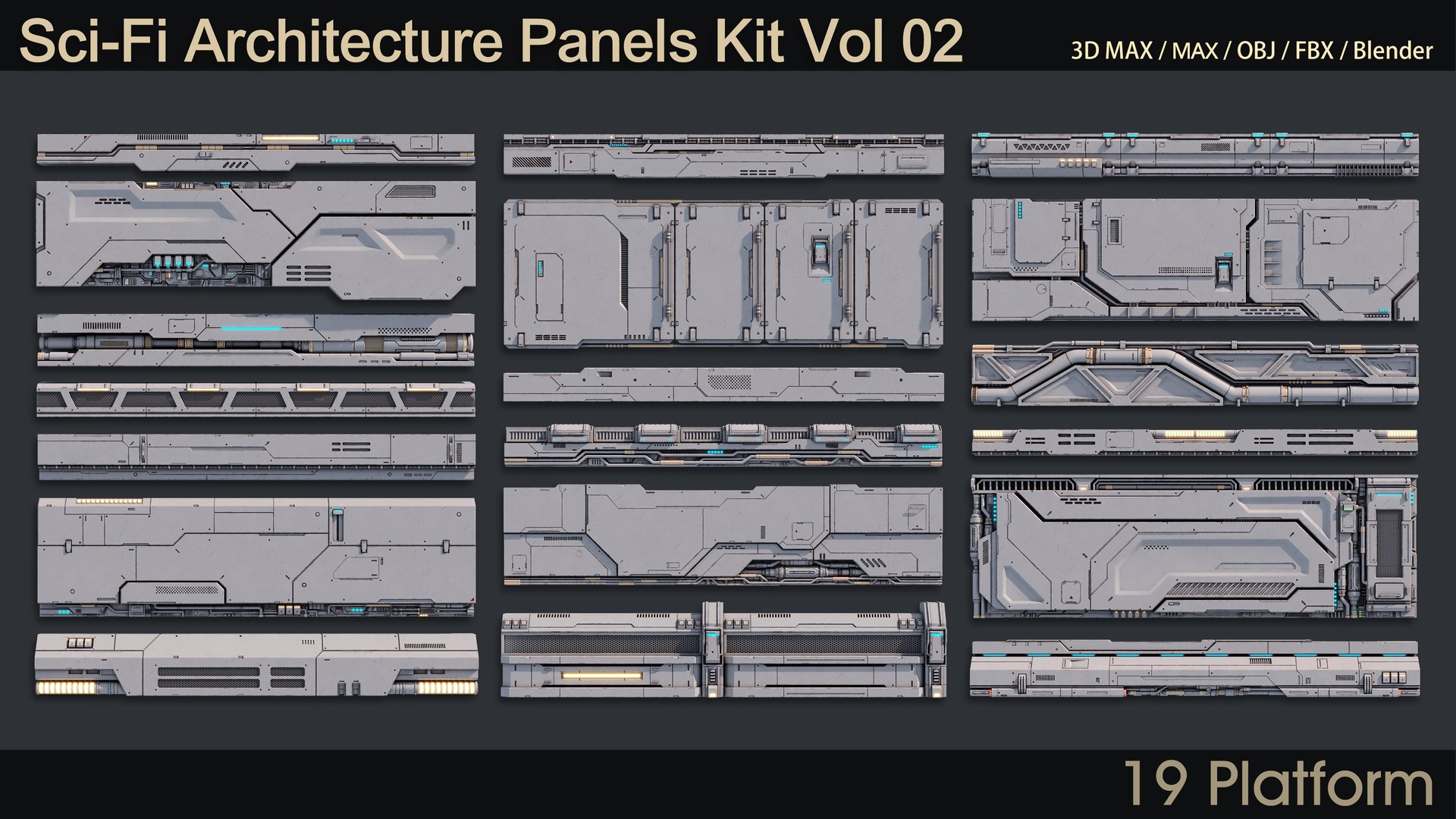 Sci-Fi Architecture Panels Pack vol 02 model - TurboSquid 1960935